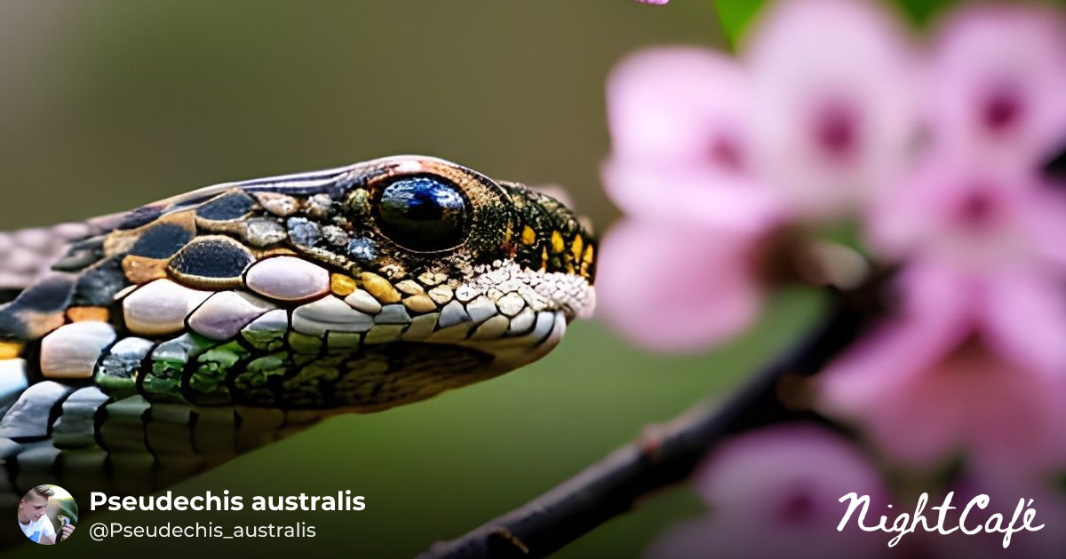 Cherry blossom snake :) - Pink Snake in Cherry Blossom Tree:...
