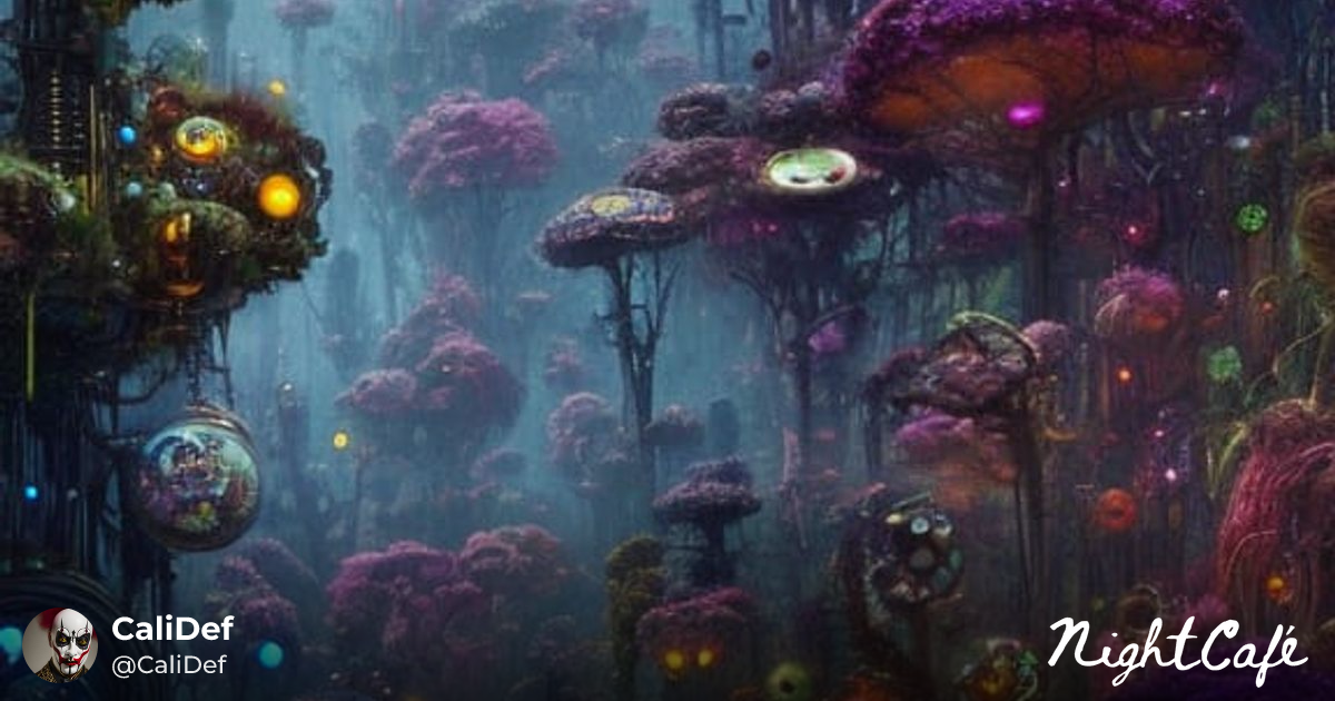 Robot Filling Orbs with Junk on Waste Island - AI Art