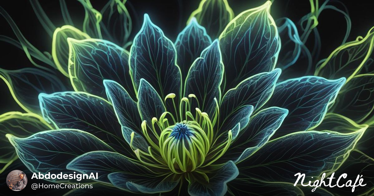 Bioluminescent Flower Radiates Light in the Darkne... - AI Art