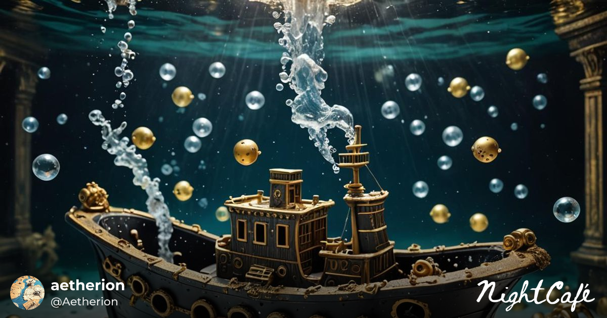 Sunken Toy Ship - Underwater Toy Shipwreck in Ornate Bathtu...