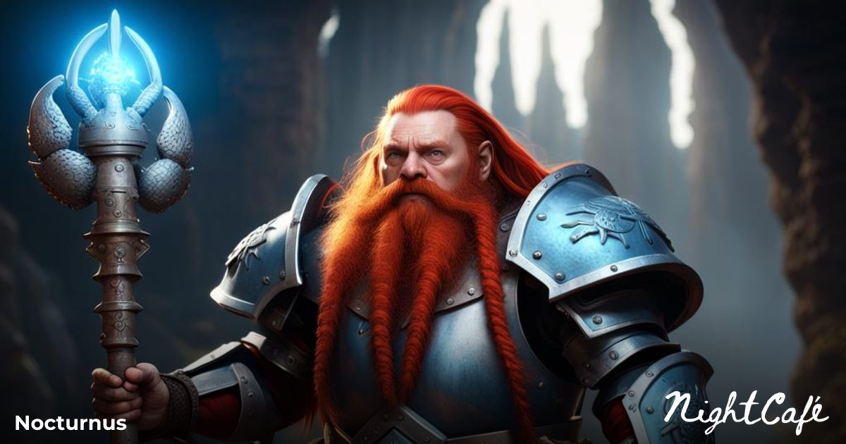 Regdal Coldsteel - Hill Dwarf Warrior with Glowing Mace