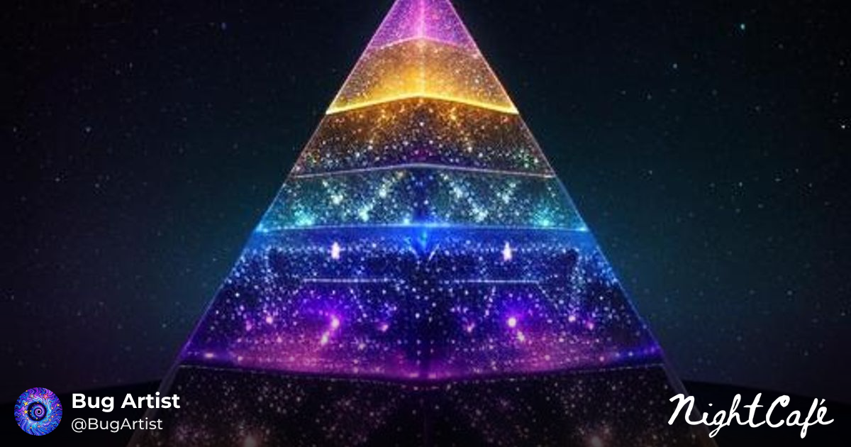 Iridescent Galactic Pyramid: Cosmic Fantasycore Ar... - AI Art