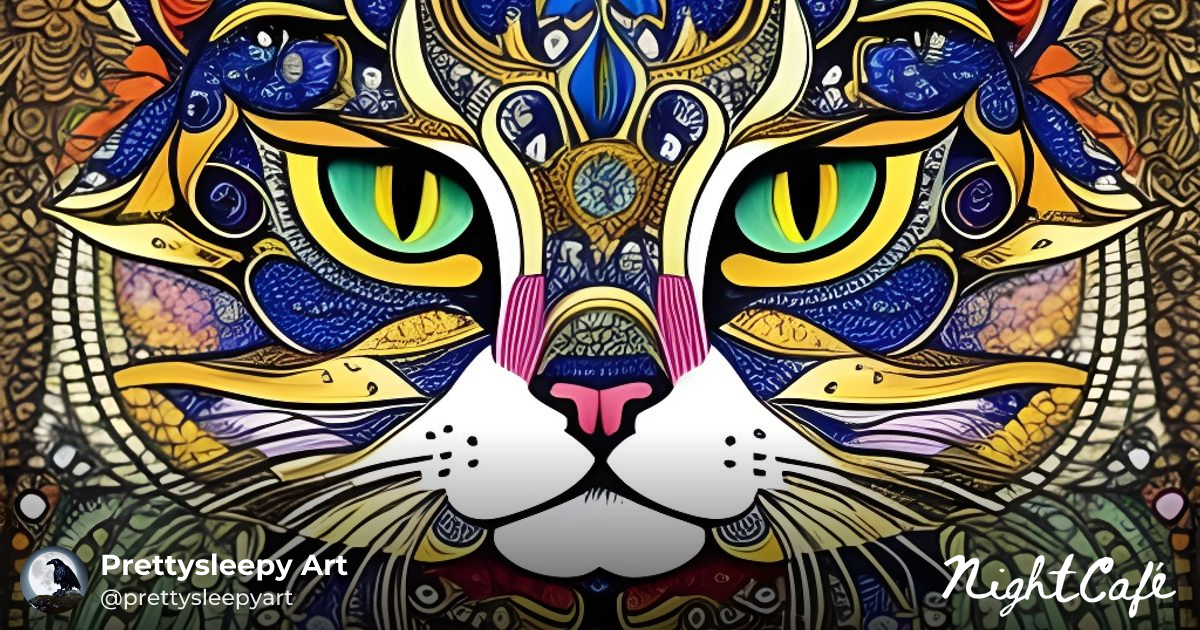 Tabby Cat of Legends - Ornate Tabby Cat Face in Mythical Fol...