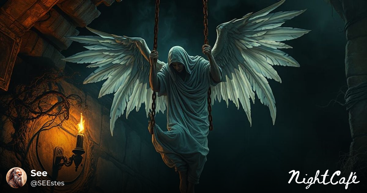 Dark Fantasy Angel in Chains, Baroque-Inspired Got... - AI Art