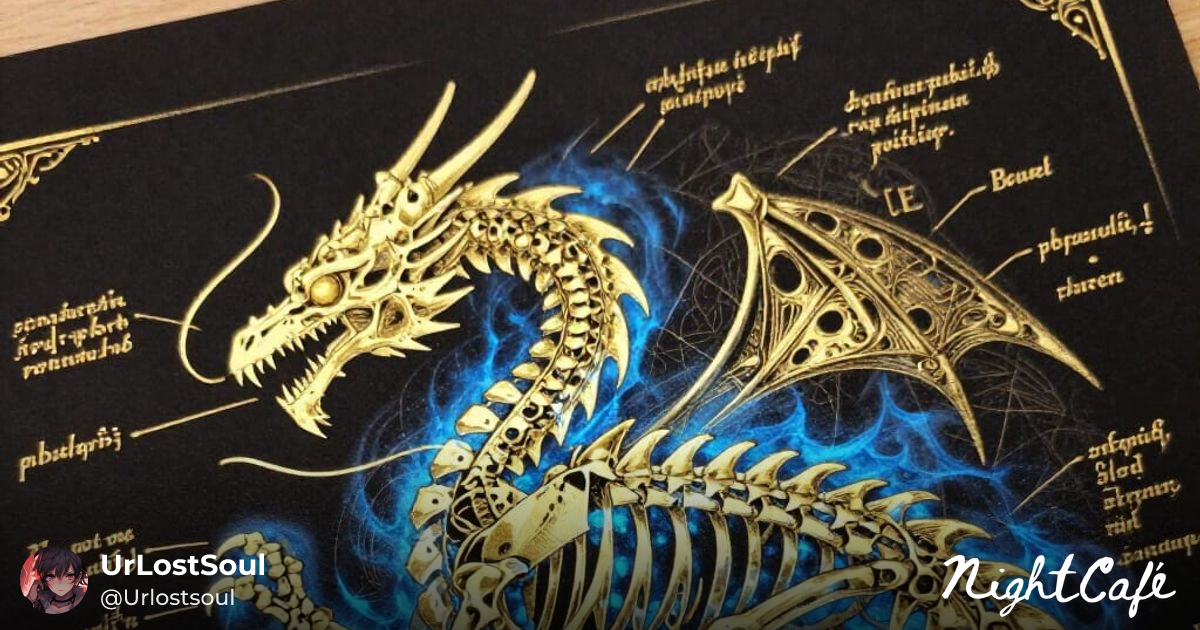 Diamond Skeleton Dragon Creation Diagram in Grimoi... - AI Art