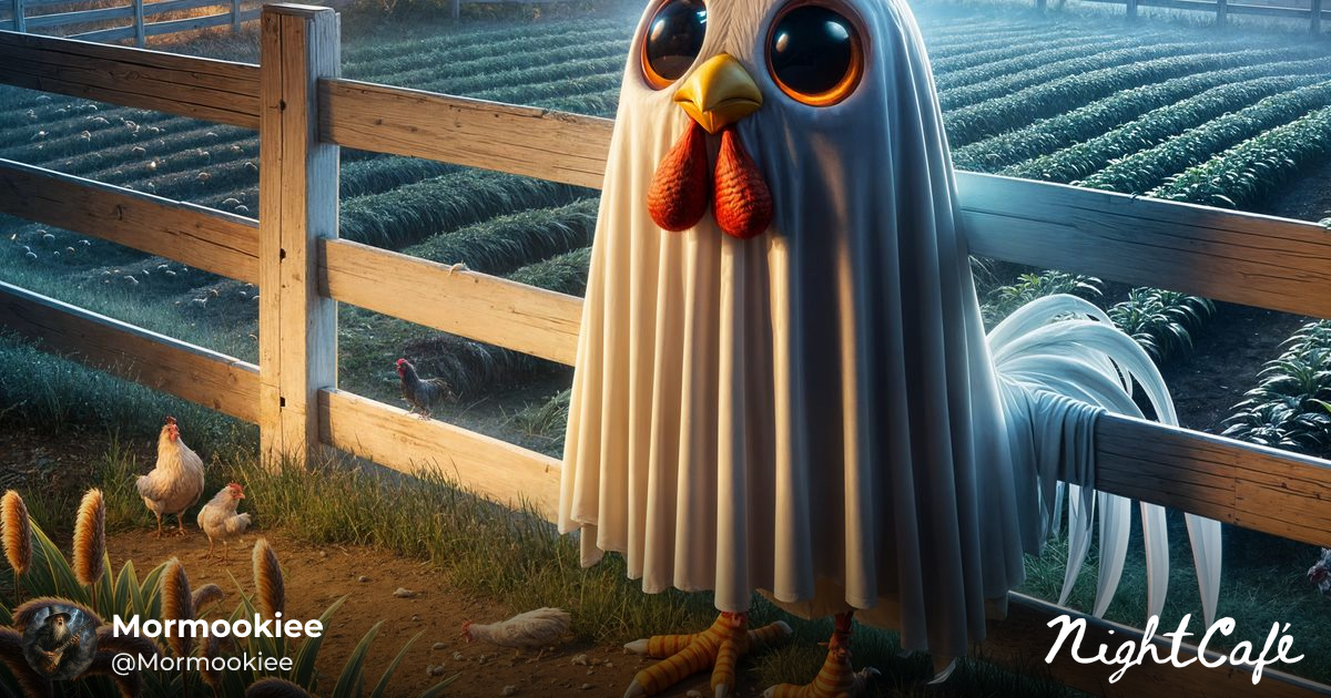 Cockledoodleboo - Cartoon Rooster Ghost on a Farm at Night