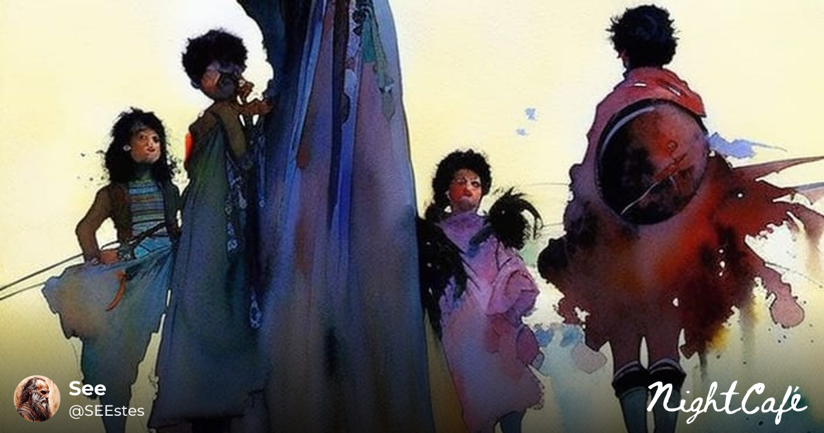 Neo-Primitivism Watercolor Masterpiece in Ink and ... - AI Art