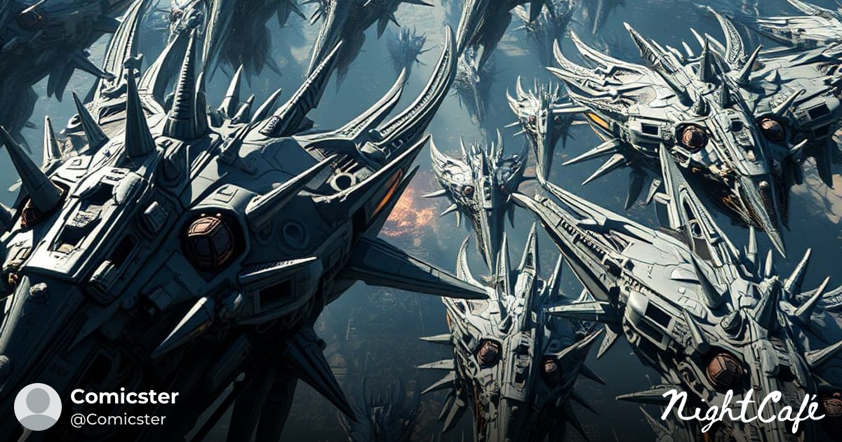 Gigantic Alien Armada Ships with Razor-Sharp Spike... - AI Art