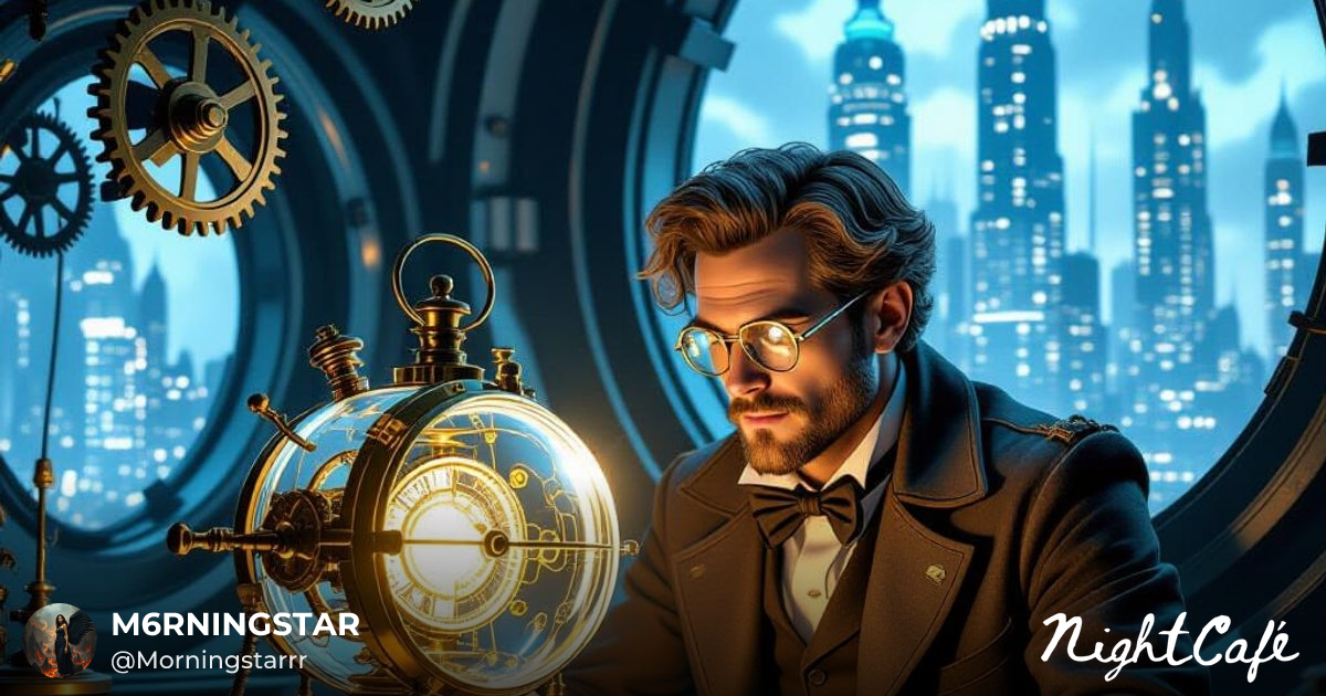 Steampunk Inventor Sets Time Machine to Future - AI Art