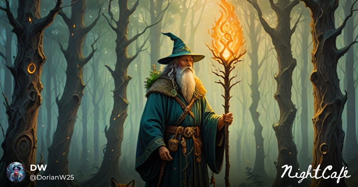 Druid Sorcerer with Magical Fox Companion in Fores... - AI Art