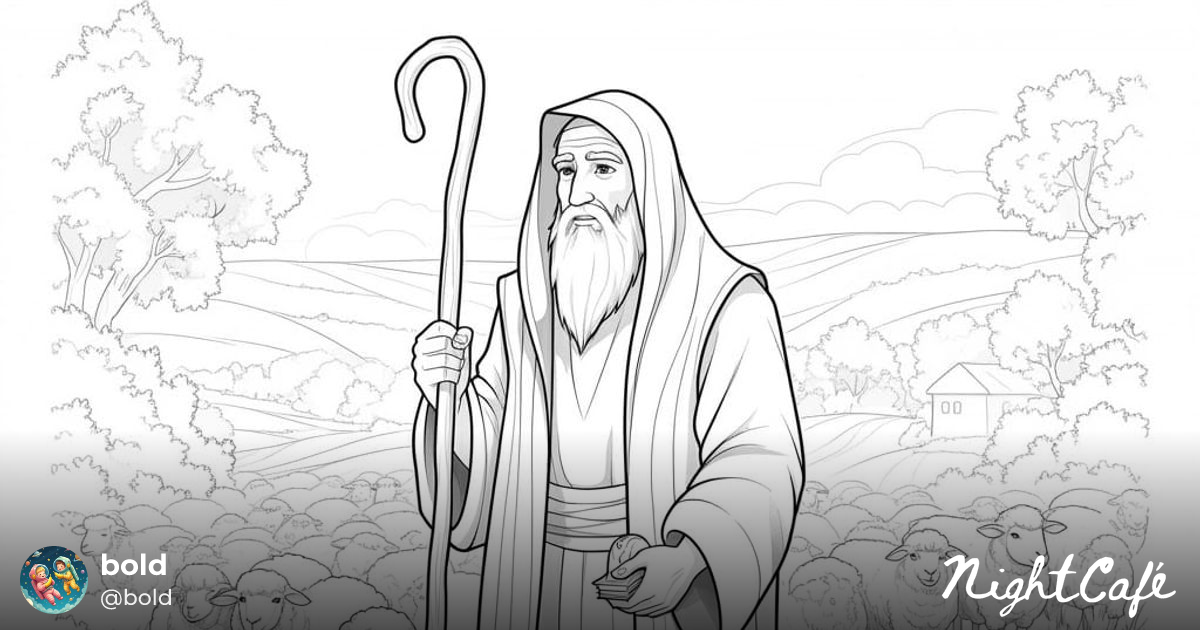 Shepherd Studies Torah in Traditional Headdress - AI Art