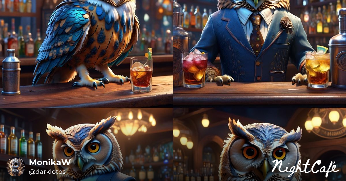 Anthropomorphic owl Bartender - Anthropomorphic owl Bartende...