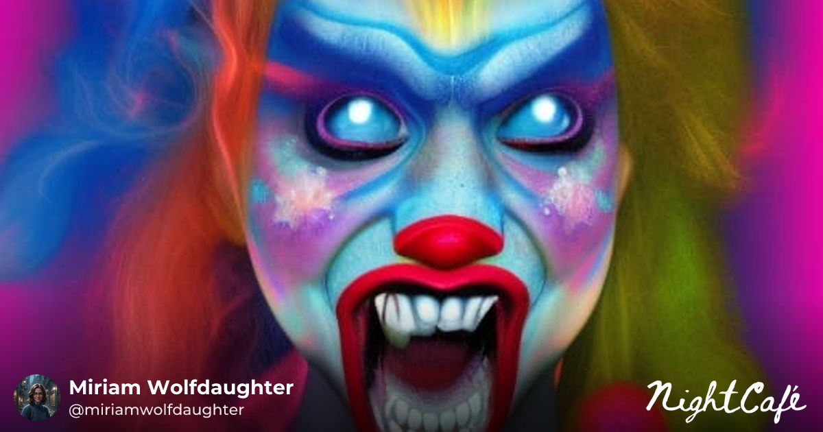 Acid Horror Clowness - Cosmic Holographic Clown Girl Illustr...