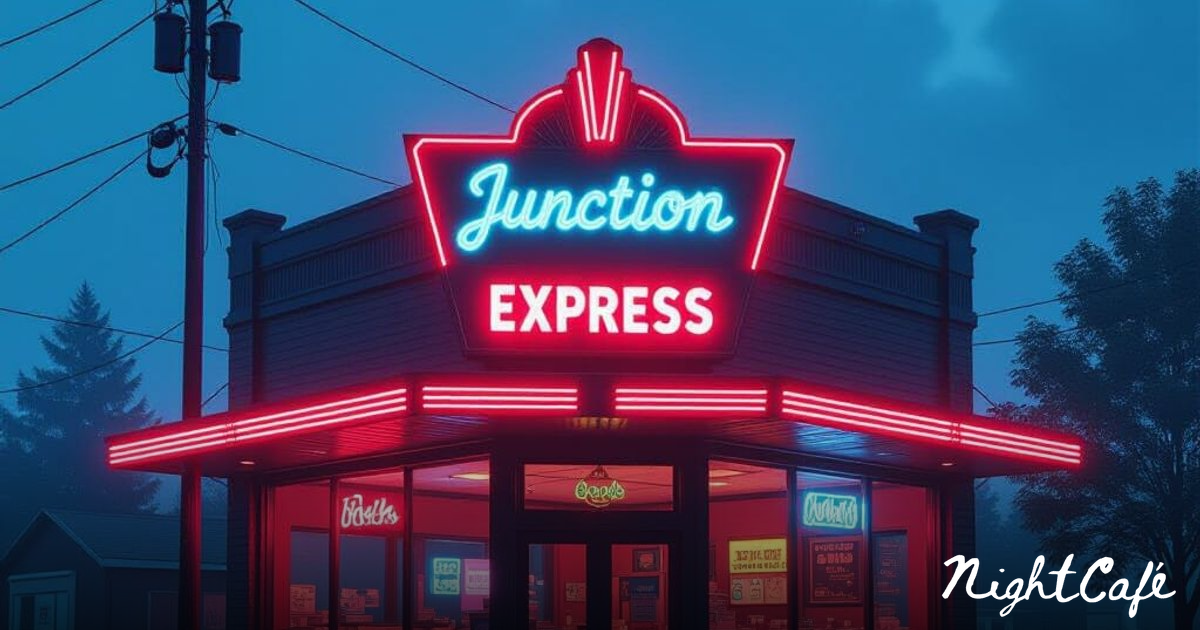 Retro Deli with Neon Sign: Concept Art - AI Art