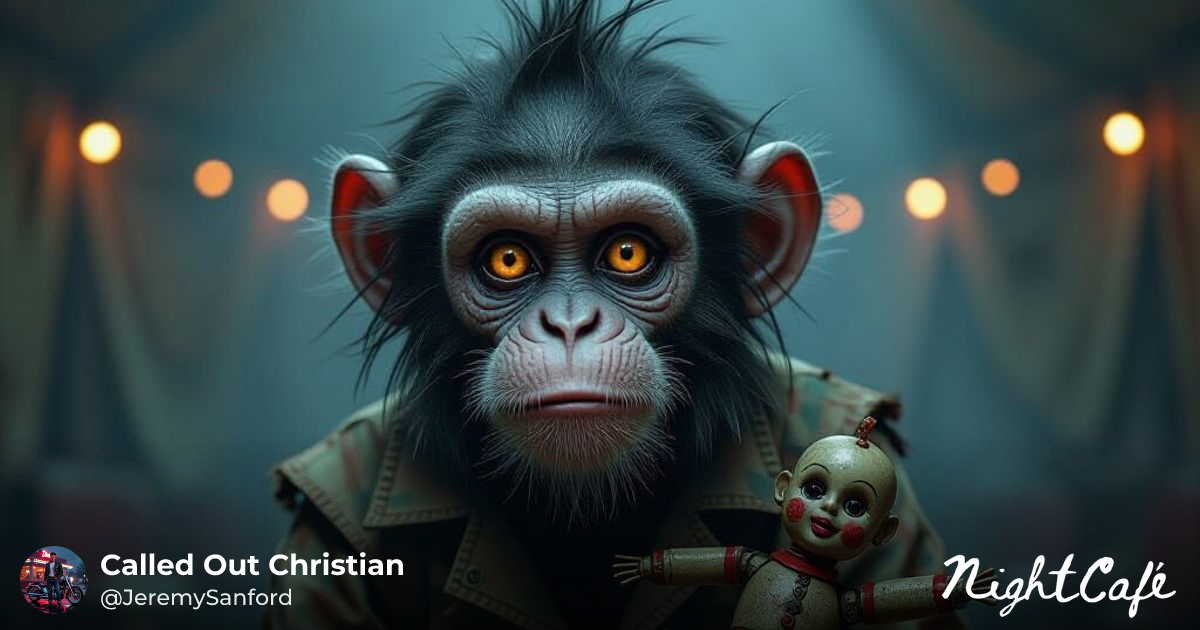 Demented Circus Monkey in Dark Surrealism Style - AI Art