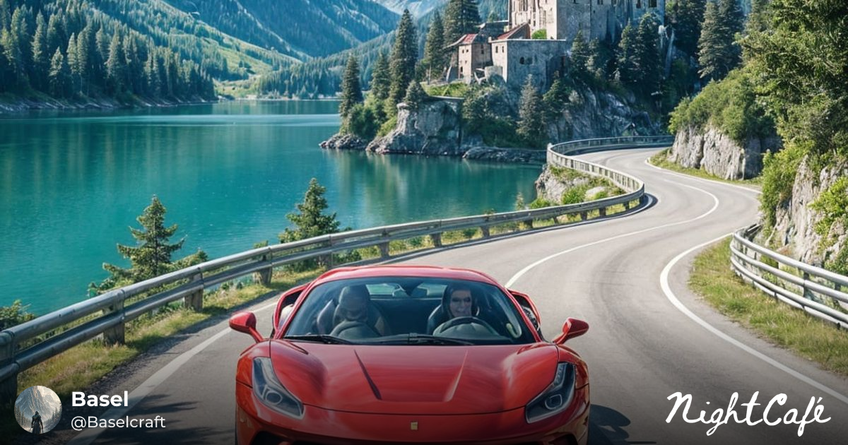 Red Ferrari F90 in Alps: Cinematic Futuristic HDR ... - AI Art