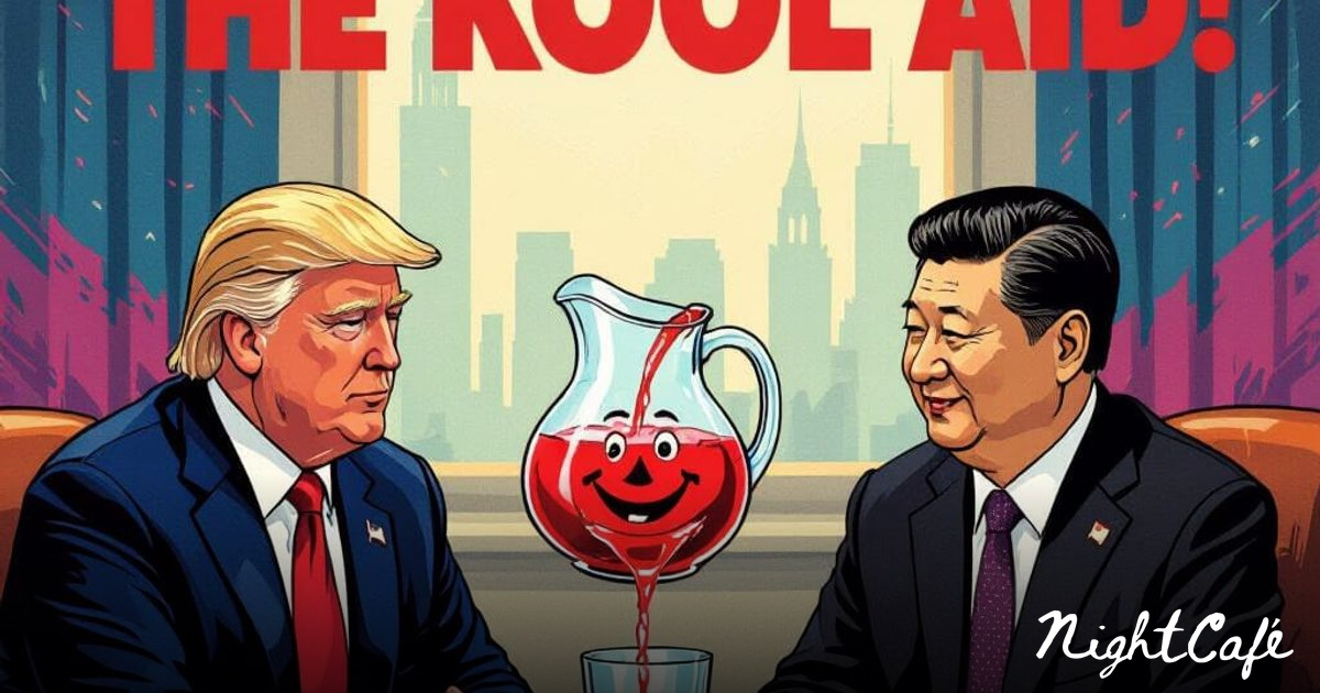 Trump and Xi Jinping Drinking Kool-Aid, Digital Ar... - AI Art