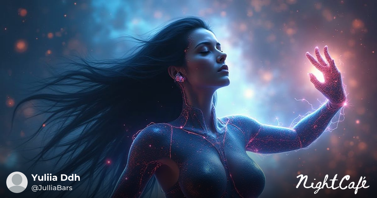 Cyberpunk Goddess in a Glowing Nebula - AI Art