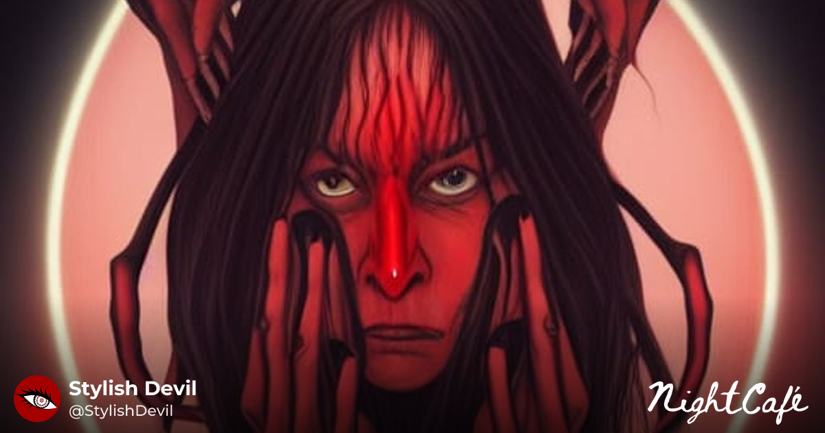 Red-Skinned Demon Woman with Claws - AI Art