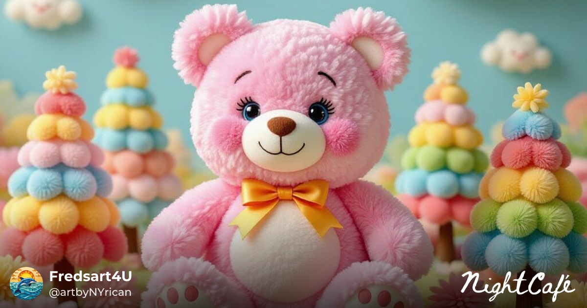 Pom pom bear - Pom Pom Care Bear in Whimsical Forest