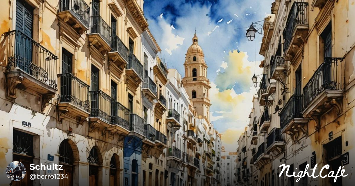 historic street cadiz Aquarell - historic street cadiz Aqu...