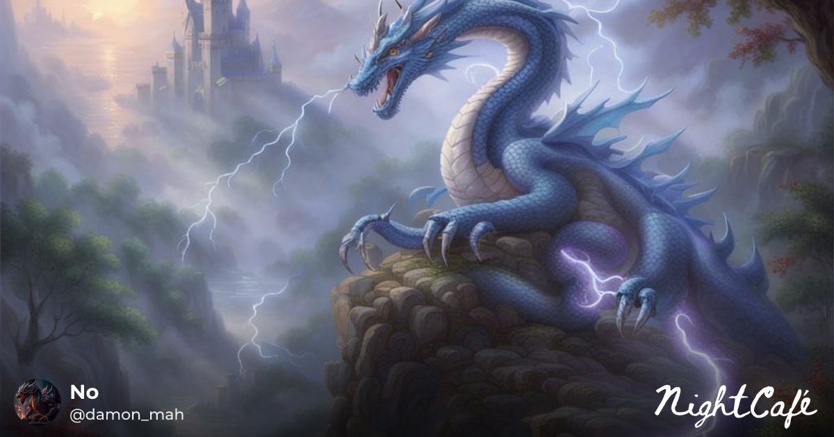 lightning dragon - Ethereal Lightning Dragon in a Fantasy La...