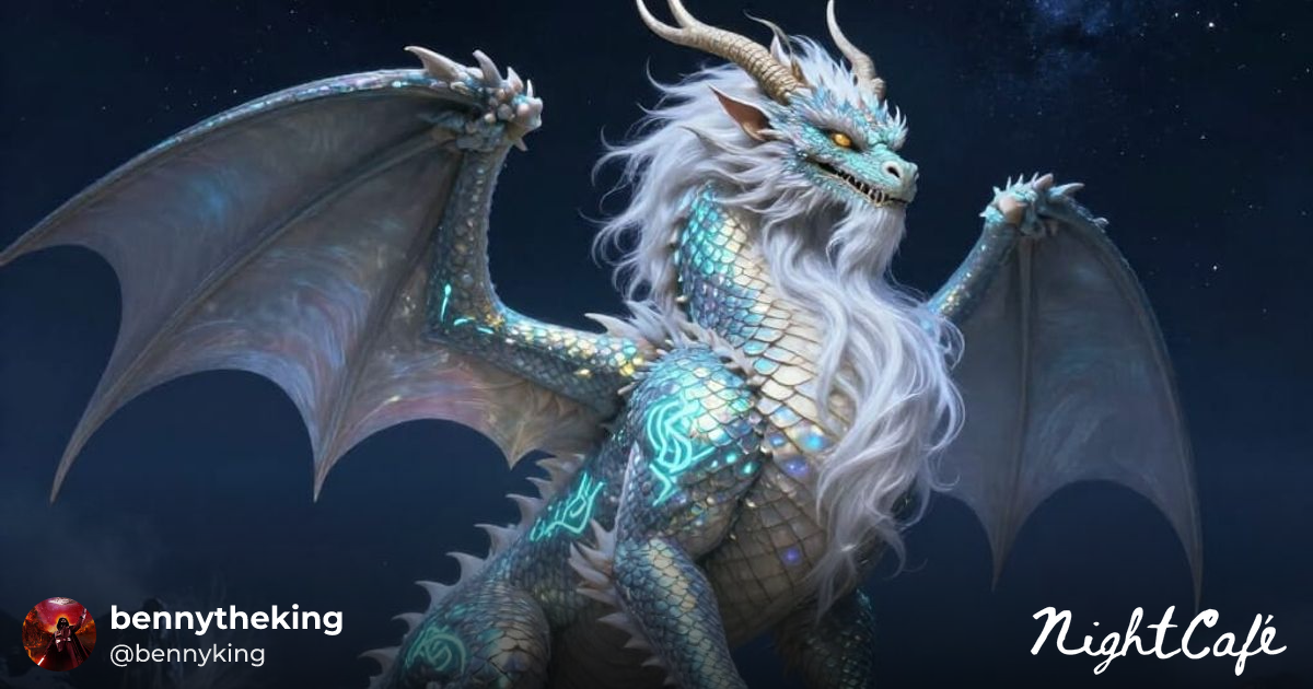 Majestic Ancient Dragon with White Beard on Mounta... - AI Art