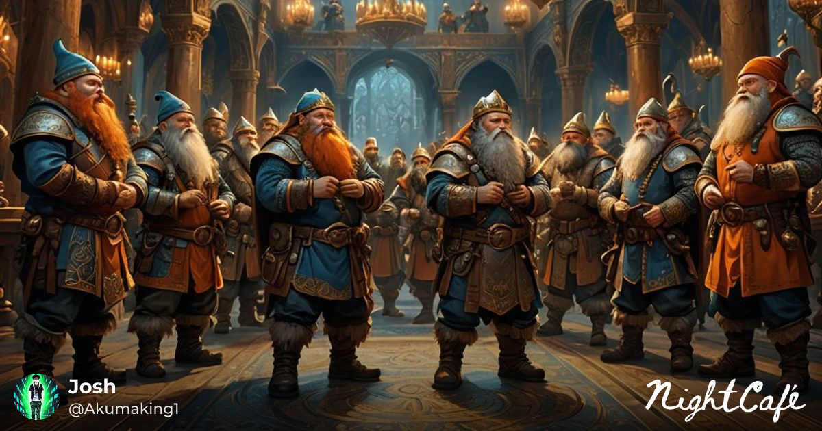 Dwarves' Grand Beard-Styling Competition in Ornate... - AI Art