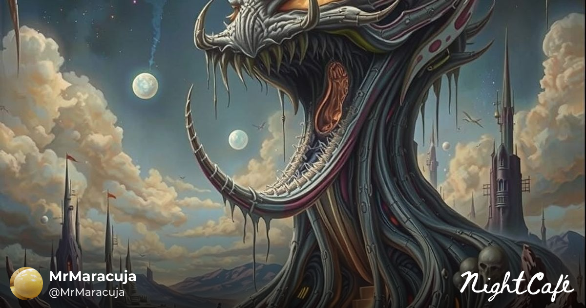 Surreal Alien Landscape with Melting Moon in Hyper... - AI Art