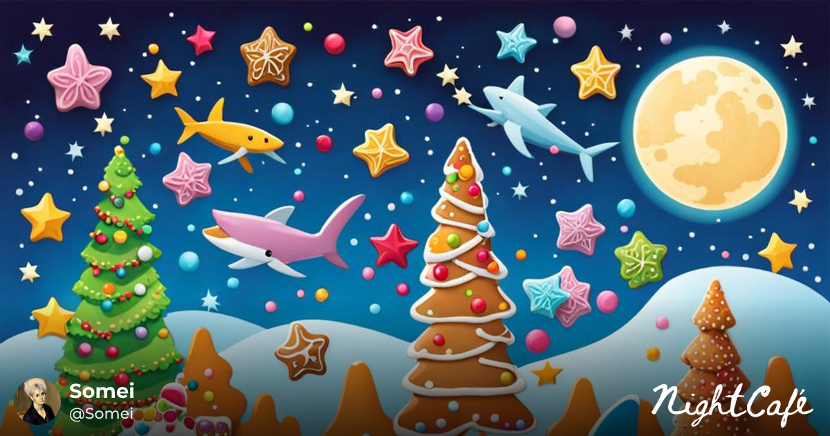 Snowman Shark Dreamscape in Cubist Style - AI Art