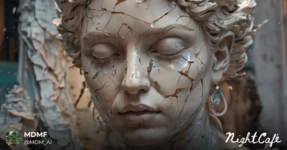 Shattered Sculpture O8 - Cracked Marble Goddess Sculpture in...