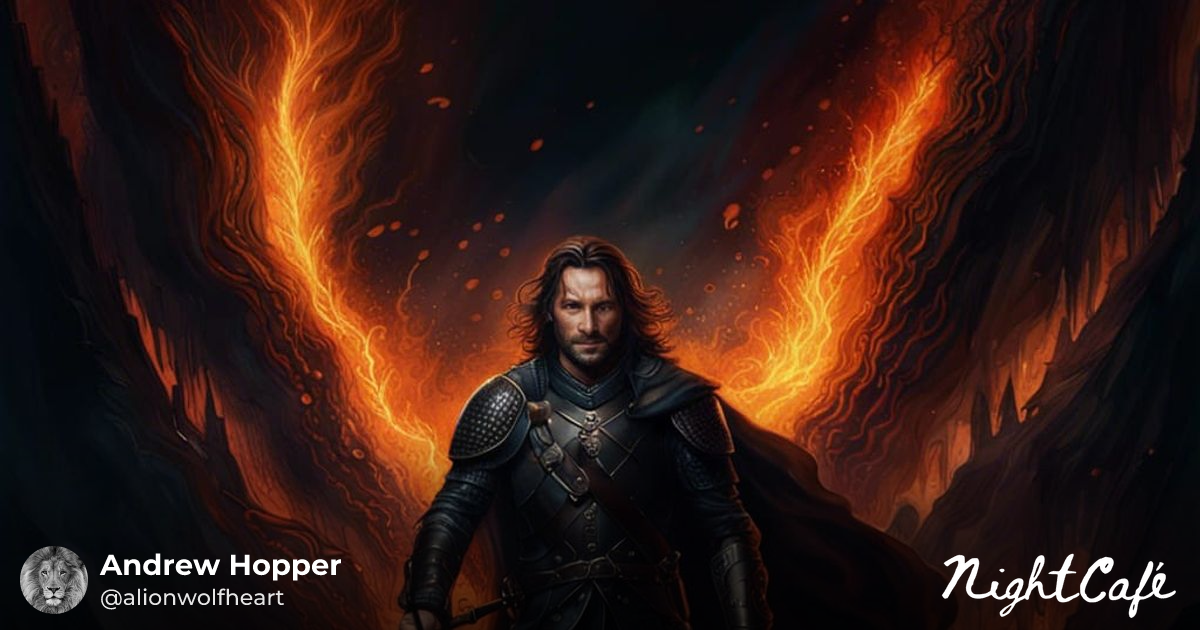 Aragorn's Burning Resolve: Detailed Matte Painting - AI Art