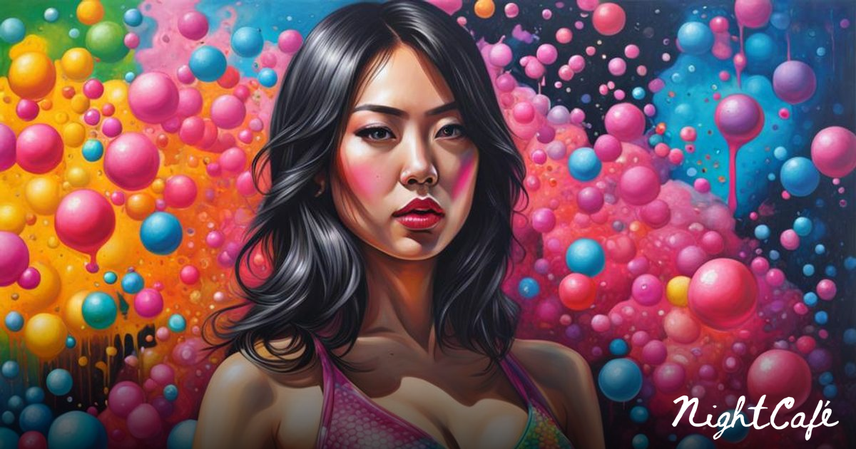 Hyperrealistic Asian Woman in Bubblewrap Bikini - AI Art