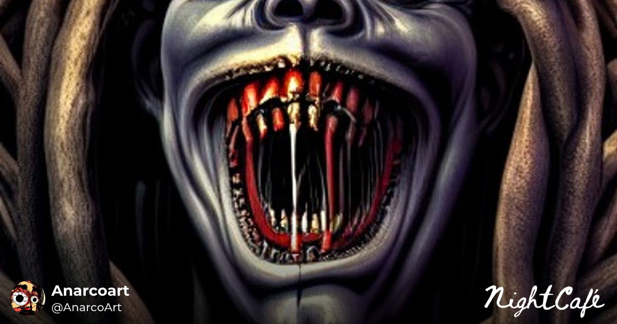 A baroque Demon from the 7th level of hell gives a gnarly twisted smile ...