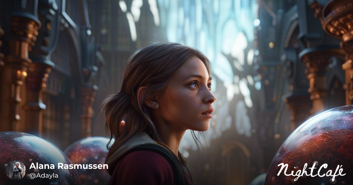 Girl Surrounded by Floating Orbs: Detailed Matte P... - AI Art