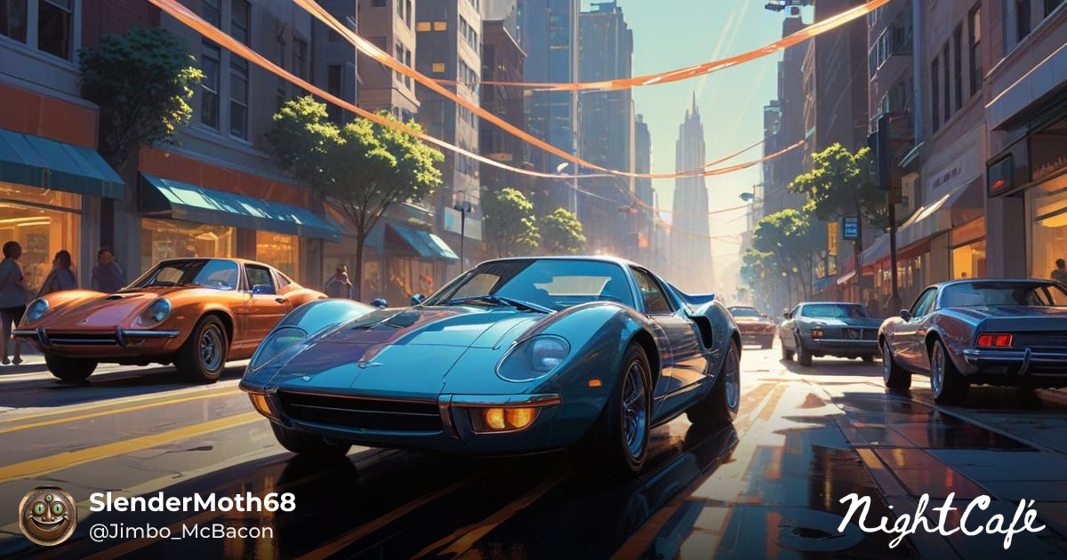 Festive Comic Book Street Scene in Pastel Colors - AI Art