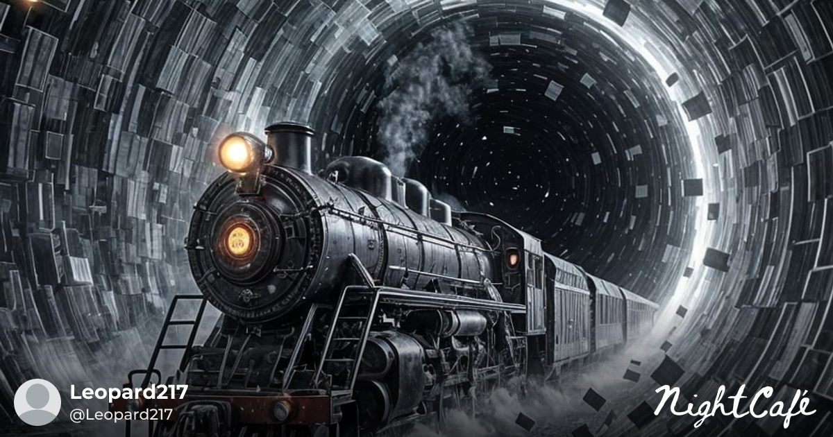 Obsidian Train Enters Black Hole in Sci-Fi Surreal... - AI Art