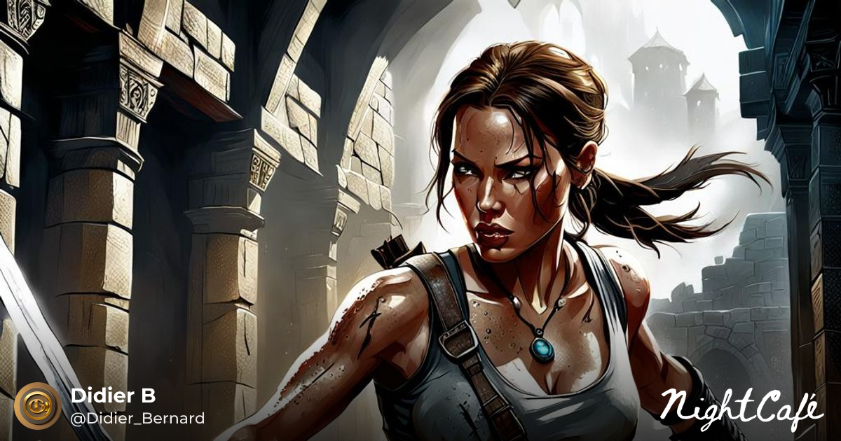 Lara Croft in Medieval Fantasy Splash Art - AI Art