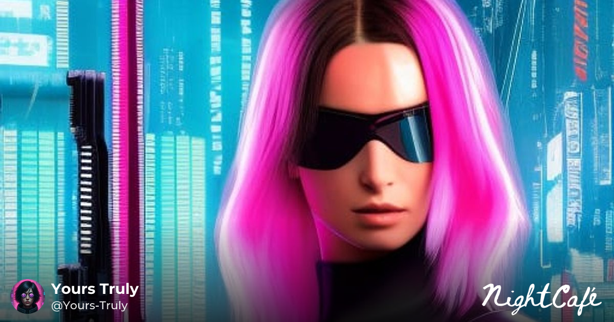 Amethyst - Razorgirl with Mirrored Lenses in Cyberpunk Style