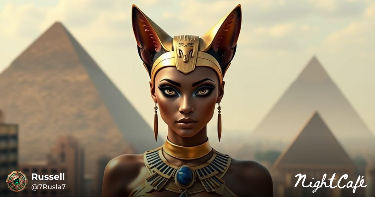 Goddess Bastet as Modern Fashion Model - AI Art