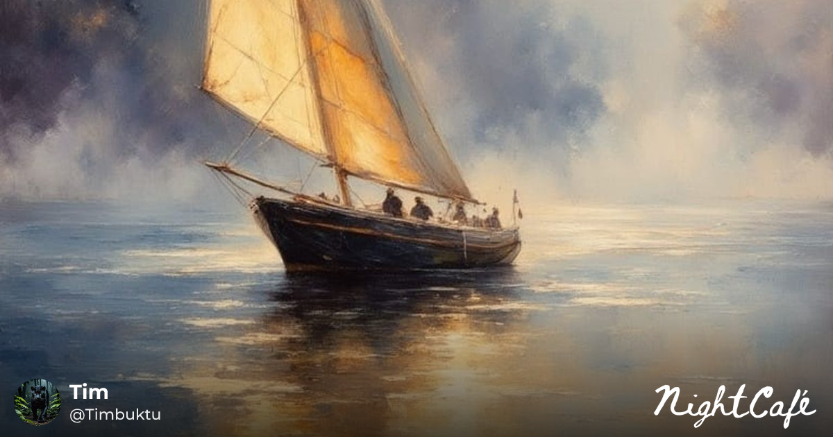 The Sailboat - Sailboat in Impressionist Style with Warm Li...