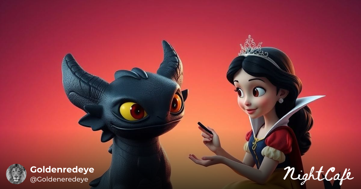 Snow White Trains Toothless: 3D Animated Concept A... - AI Art