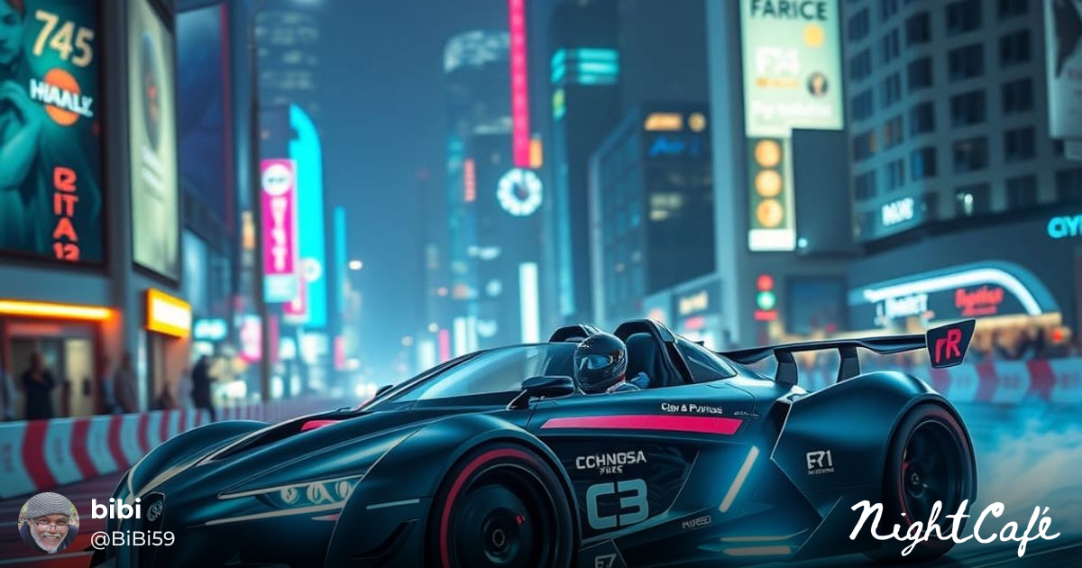 Cyberpunk Racer in Neon City Circuit - AI Art