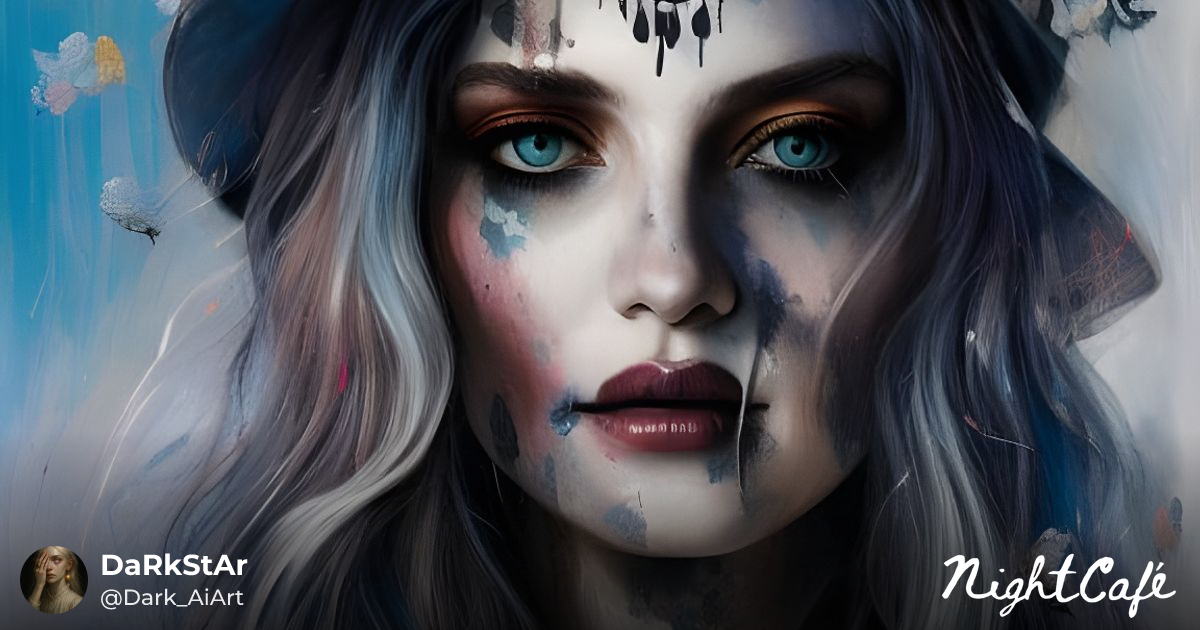 Indigo Witch - Goddess with Witch Hat in Impasto Style