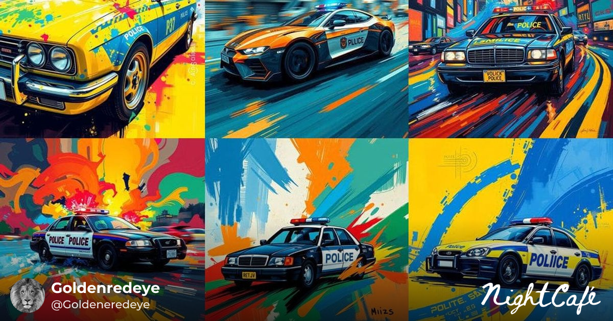 Police Cars 11 - Vibrant Police Car Abstract in Complementar...