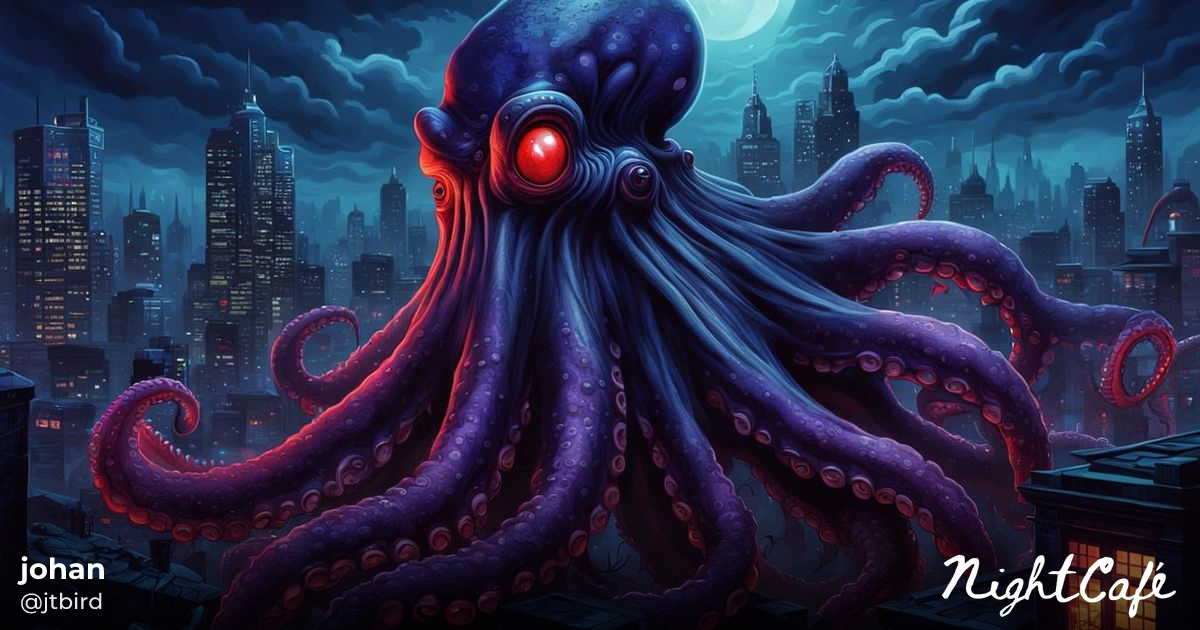 Vampire Octopus Airbrush Art in Comic Book Style - AI Art