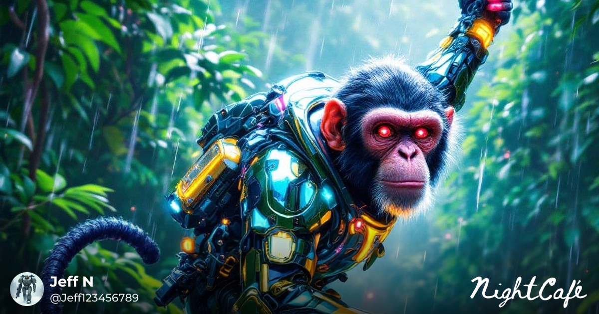 Neon Jungle Nomad in Cyberpunk Exosuit - AI Art