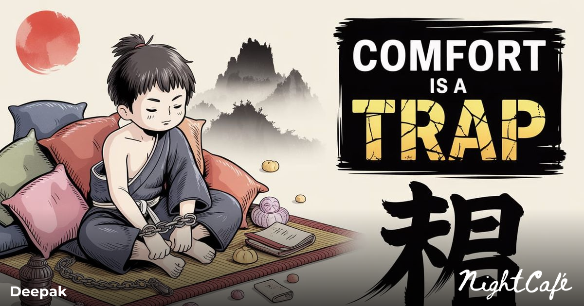 Chibi Samurai in Sumi-e Ink Comfort Trap - AI Art