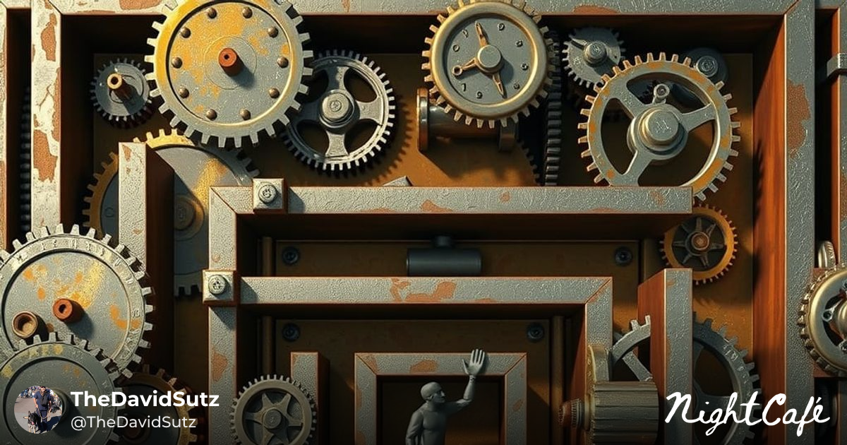 Intricate Clockwork Maze with Tiny Adventurer - AI Art