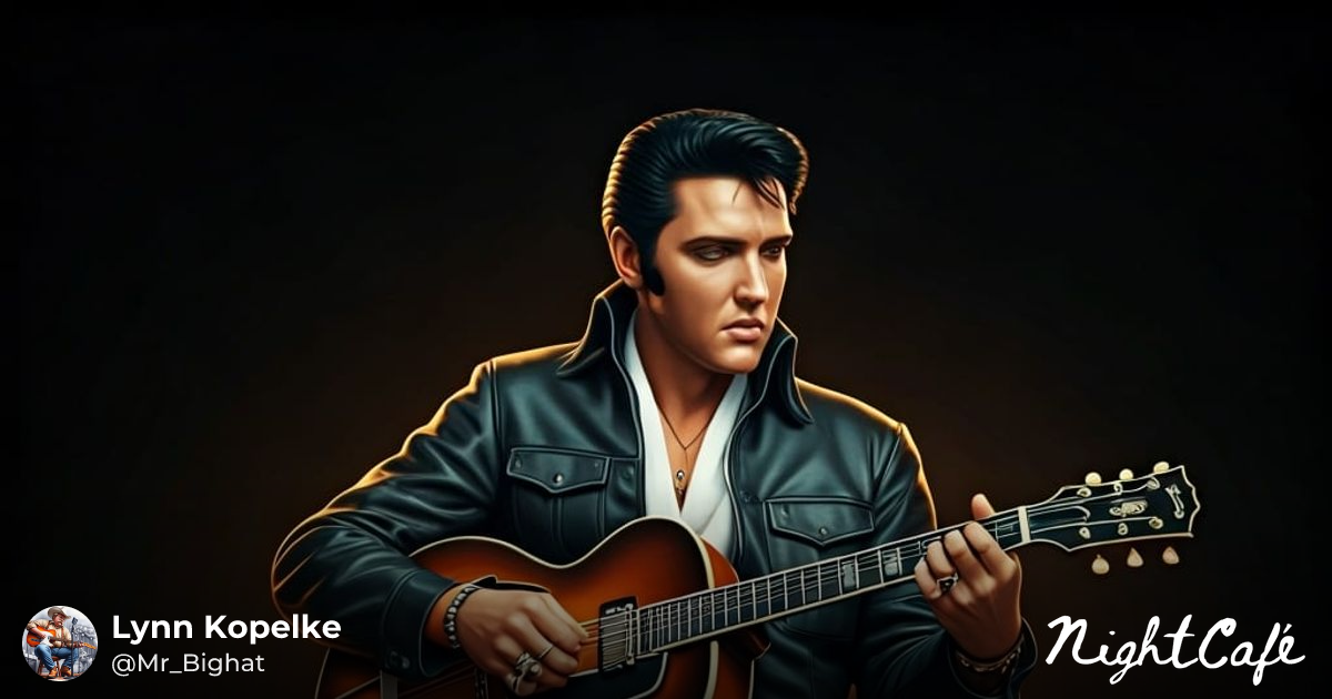 Elvis '68 - Realistic Portrait of Elvis Presley Playing Guit...